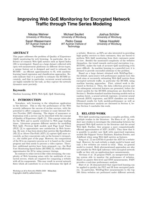 Pdf Improving Web Qoe Monitoring For Encrypted Network Traffic Through Time Series Modeling