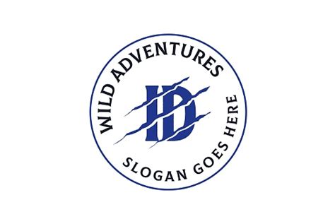 스크래치 효과와 원형 씰 블루 Id 편지 템플릿 로고 디자인 갈고리 발톱에 대한 스톡 벡터 아트 및 기타 이미지 갈고리 발톱