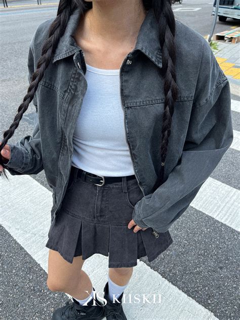 키스키 Best 피그먼트 오버핏 워싱 데님 자켓