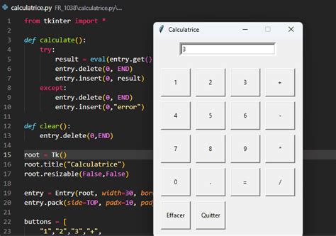 Création Dune Calculatrice Tkinter En Python