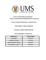Fat Content Determination Soxhlet Method For Food Analysis Course Hero