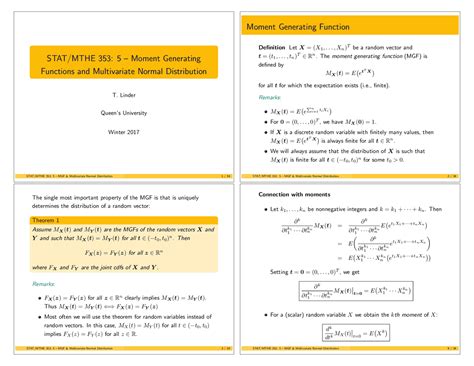 5 Moment Generating Functions And Multivariate Normal