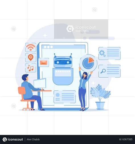 Programmers And Chatbot Processing Natural Language Illustration Free