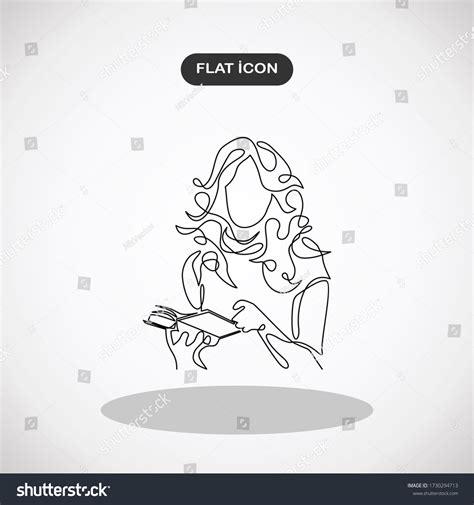 연속 선 그리기 책을 읽는 소녀 스톡 일러스트 1730294713 Shutterstock