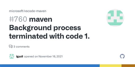 Maven Background Process Terminated With Code Issue Microsoft Vscode Maven GitHub