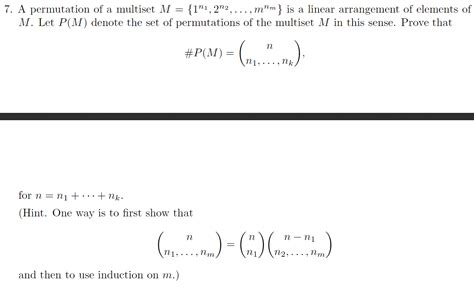 Solved 7 A Permutation Of A Multiset M {1ņi 2n2