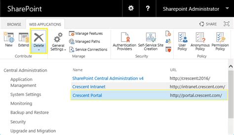 How To Delete A Sharepoint Web Application Sharepoint Diary