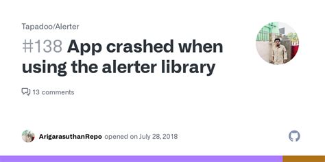 App Crashed When Using The Alerter Library · Issue 138 · Tapadoo