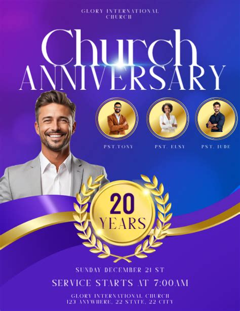 Church Anniversary Flyer Us Letter Template Postermywall