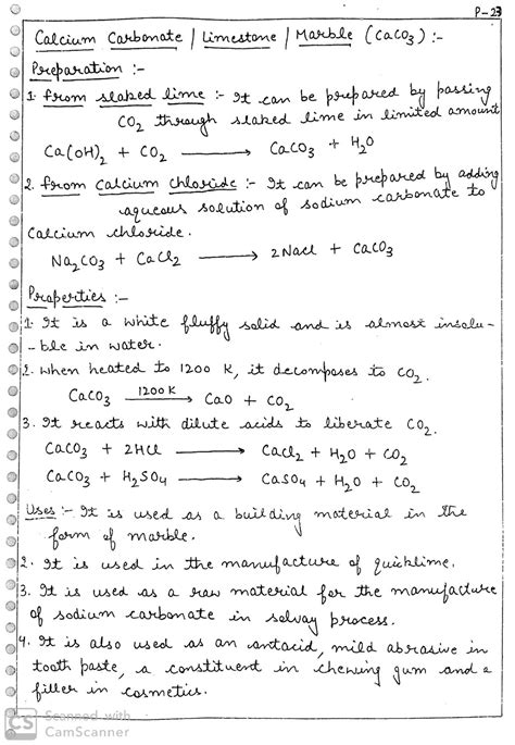 S Block Elements Handwritten Notes For 11th Chemistry
