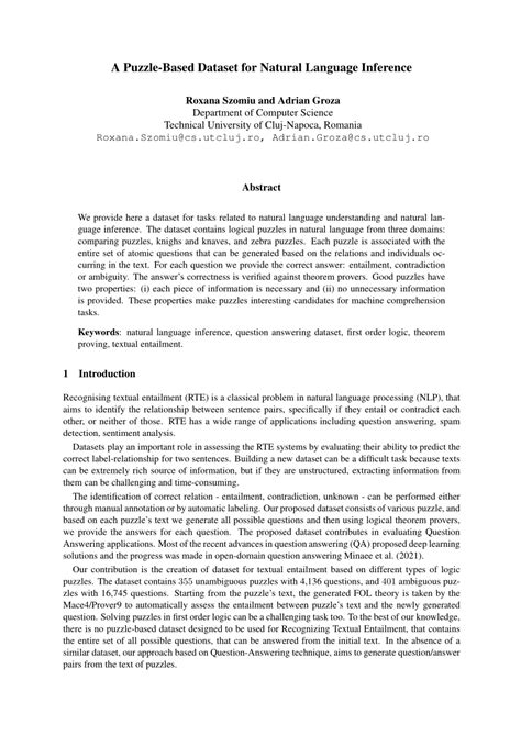 Pdf A Puzzle Based Dataset For Natural Language Inference