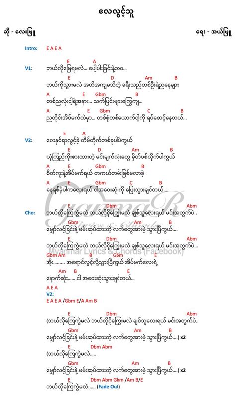 Myanmar Lyrics Lay Lwint Thu In 2023 Song Lyrics And Chords Guitar Chords And Lyrics Lyrics