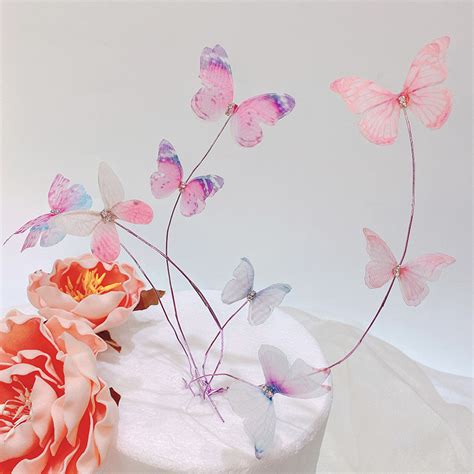 Badu Bg Нови 3d розови пеперуди за рожден ден Покрития за торта Честит рожден ден Сватбено парти