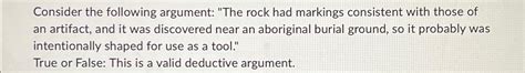 Solved Consider The Following Argument The Rock Had