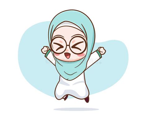 可爱的穆斯林女孩跳高快乐卡通片 向量例证 插画 包括有 艺术 圣洁 庆祝 滑稽 月亮 穆斯林 269470129