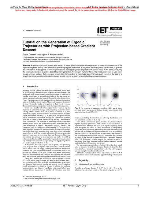 Pdf Tutorial On The Generation Of Ergodic Trajectories With Projection Based Gradient Descent