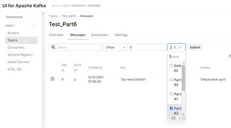 dropdown list of partitions shrinks in search line for messages · issue