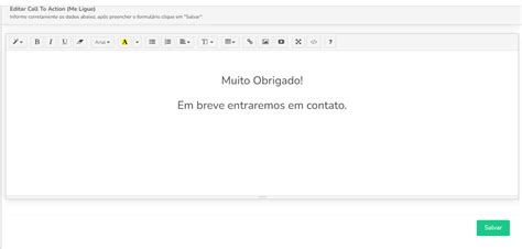 Suporte MeEventos Configurações Botões de Call To Action Como personalizar mensagens de Call