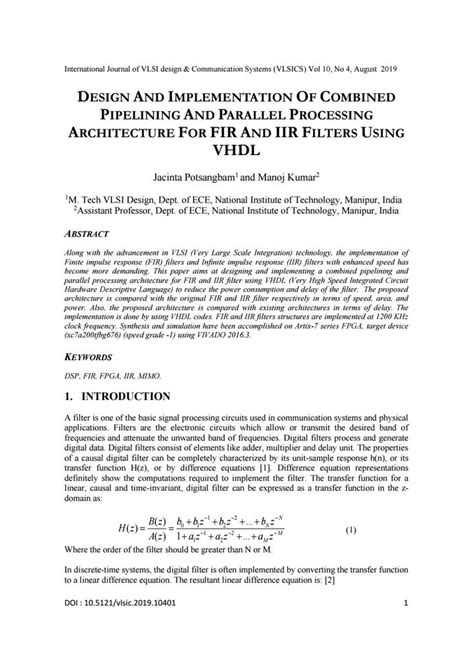 Design And Implementation Of Combined Pipelining And Parallel