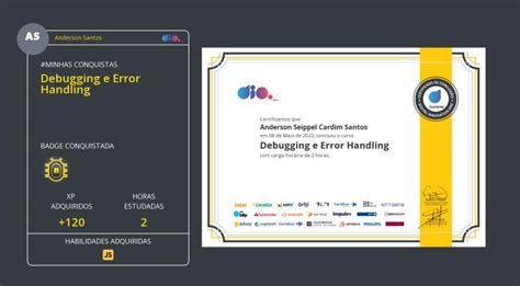 Anderson Santos On Linkedin Certificado Certificado De Conclusão Do Curso Debugging E Error