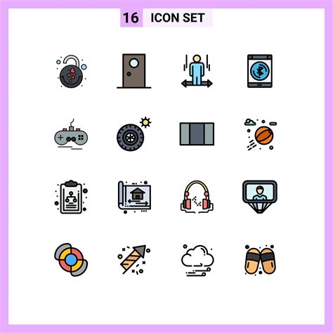 Set Of 16 Modern Ui Icons Symbols Signs For Smartphone Connect Round