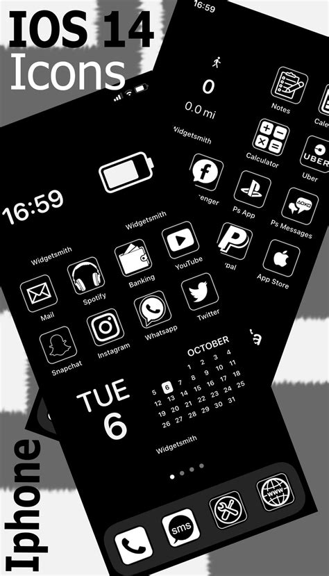 Iphone Ios 14 Black And White Minimalistic Icons Set Of 100