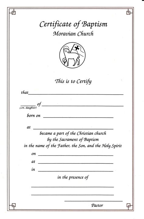 Episcopal Baptismal Certificate