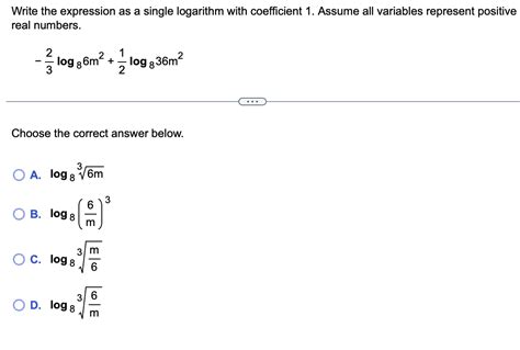 Solved Write The Expression As A Single Logarithm With