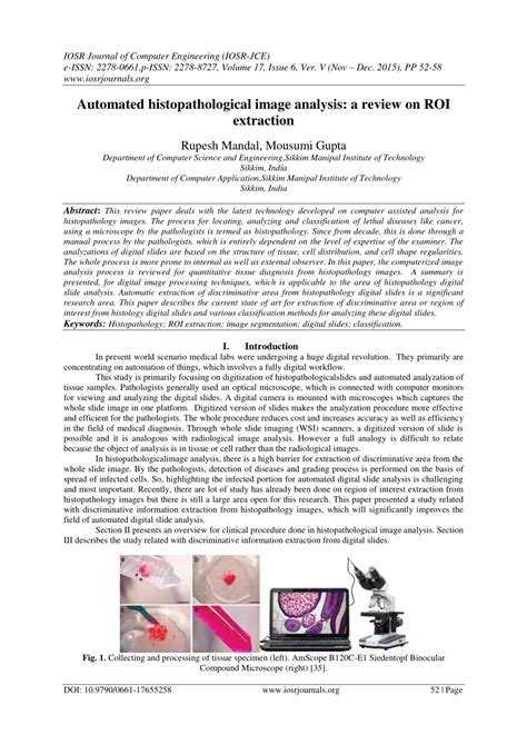 Pdf Automated Histopathological Image Analysis A Review On Roi Extraction