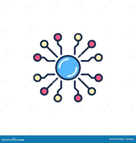 Round Neural Network Chip Vector Digital Technology Concept Colored Icon Stock Illustration