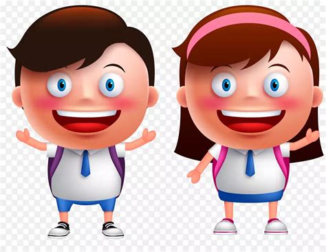 卡通手绘3d上学的男生和女生png图片素材下载图片编号7589366 Png素材网