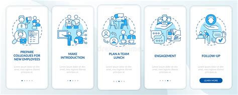 Developing Adaptation Process Blue Onboarding Mobile App Screen Stock