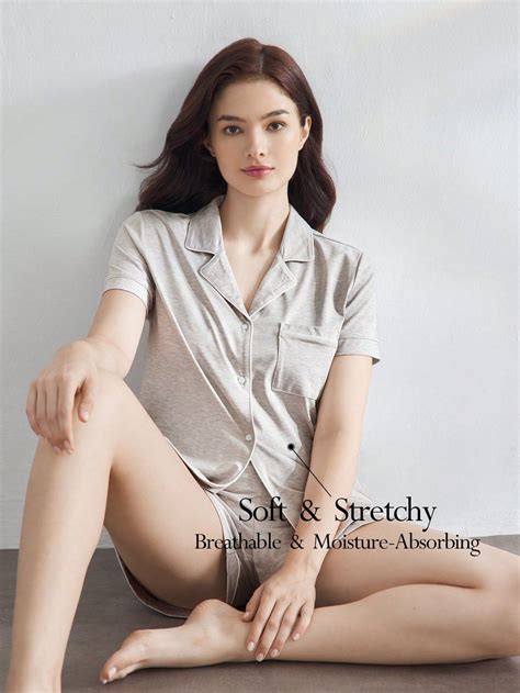 여성용 솔리드 컬러 노치 칼라 앞면 버튼 포켓 반팔 블라우스와 반바지 파자마 세트 Blusas Manga Corta Conjuntos De Pijamas Mujeres