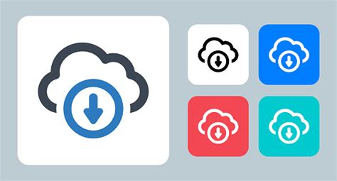 클라우드 다운로드 아이콘 벡터 일러스트 레이 션 클라우드 데이터 다운로드 공유 공유 스토리지 저장 컴퓨팅 네트워크 서버 드라이브 라인 개요 플랫 아이콘 로고에 대한 스톡