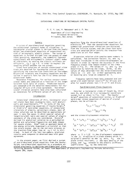 Pdf Extensional Vibrations Of Rectangular Crystal Plates