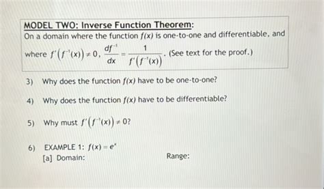 MODEL TWO Inverse Function Theorem On A StudyX