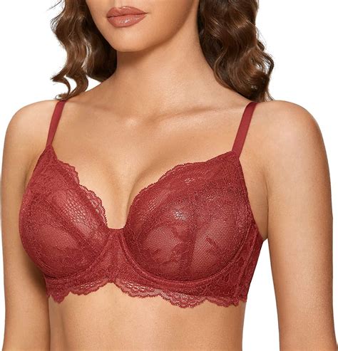 Womens Lace Bra See Through Plunge Sheer Bras Underwire Sexy Plus Size