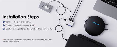 WAVLINK USB Wireless Print Server WiFi Printer Server With Mbps LAN Bridge Mbps USB