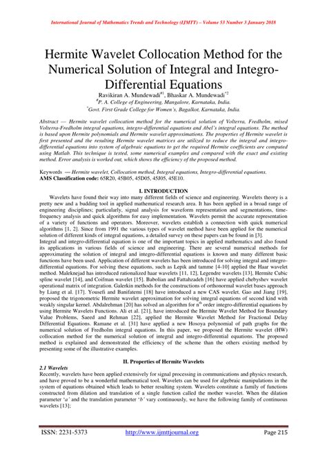 Pdf Hermite Wavelet Collocation Method For The Numerical Solution Of Integral And Integro