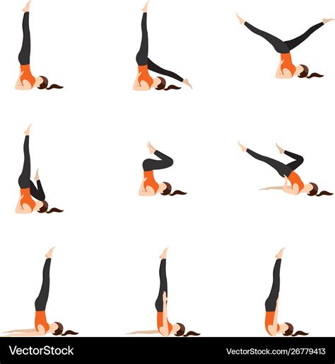 Shoulderstand Variations Yoga Poses Set Royalty Free Vector