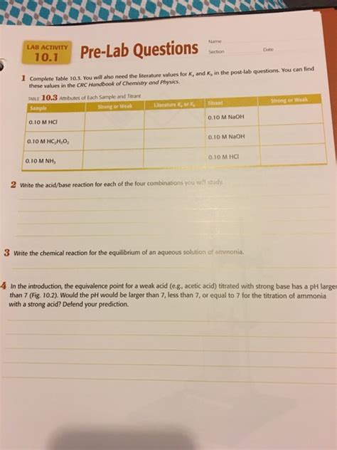 Solved Name Pre Lab Questions LAB ACTIVITY Date Complete Chegg Com