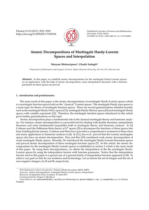 Pdf Atomic Decompositions Of Martingale Hardy Lorentz Spaces And Interpolation