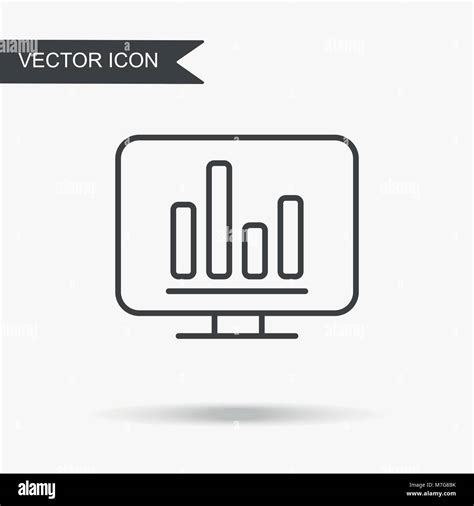 Modern And Simple Vector Illustration Monitor Icon With Graph Flat Image With Thin Lines For