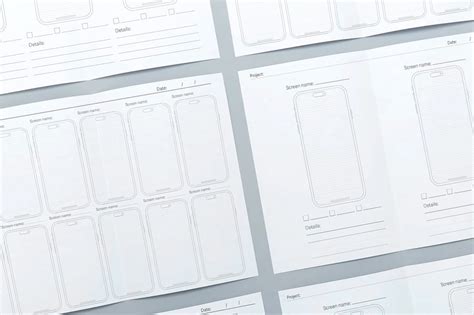 Printable Wireframe Sketching Sheet For Ux Ui Design Pdf Etsy