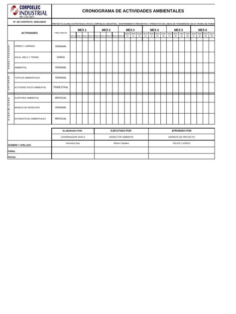 Cronograma Actividades Ambientales 2023 Pdf