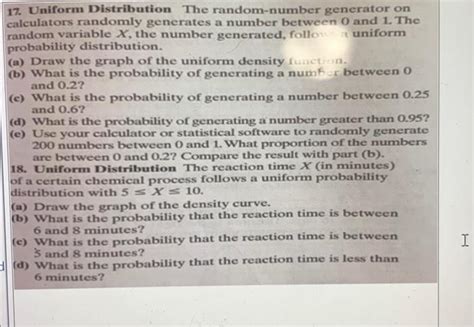Solved Uniform Distribution The Random Number Generator Chegg