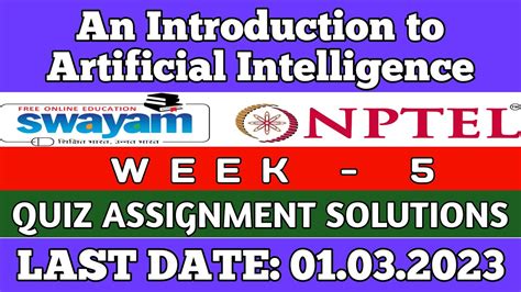 Nptel An Introduction To Artificial Intelligence Week 5 Assignment Answers 2023 Youtube