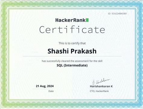 Shashi Prakash On Linkedin Sql Datascience Skilldevelopment Hackerrank
