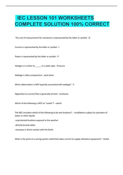 IEC Lesson 101 Worksheets IEC Lesson 101 Worksheets Stuvia US