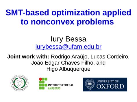 Pdf Smt Based Optimization Applied To Nonconvex Problems